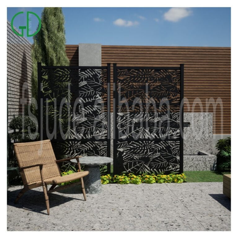 GD fence cover horizontal aluminum black fencing panels laser cut ...